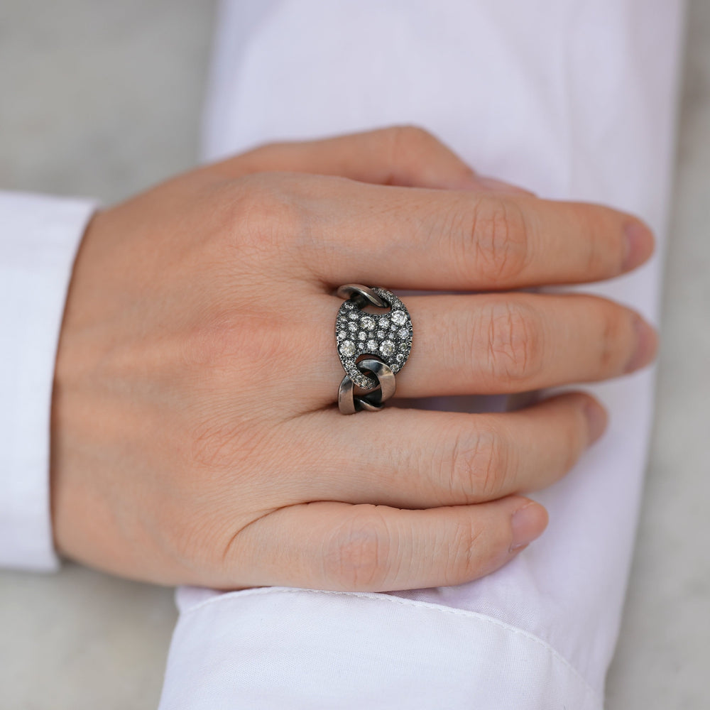 hum ハム HUMETE PAVE RING [et-R69SVP] リング シルバー ダイヤモンド チェーン