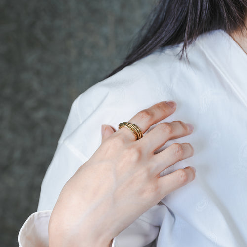 hum ハム KUMO TEN RINGS [ku-R40] リング ゴールド 10連